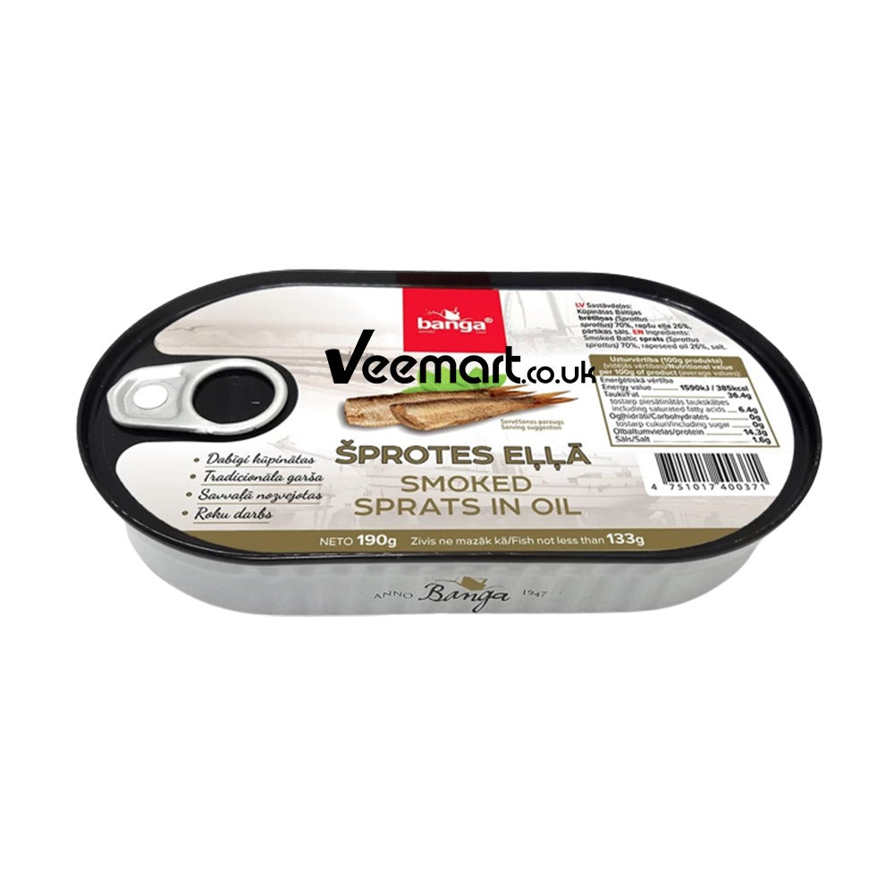 Banga Canned Smoked Sprats in Oil 190g– VeeMart